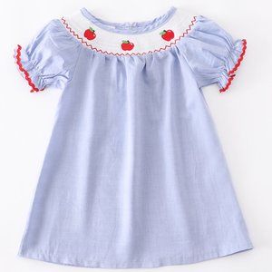 Dresses | Boutique Back To School Apple Embroidered Smocked Dress ...